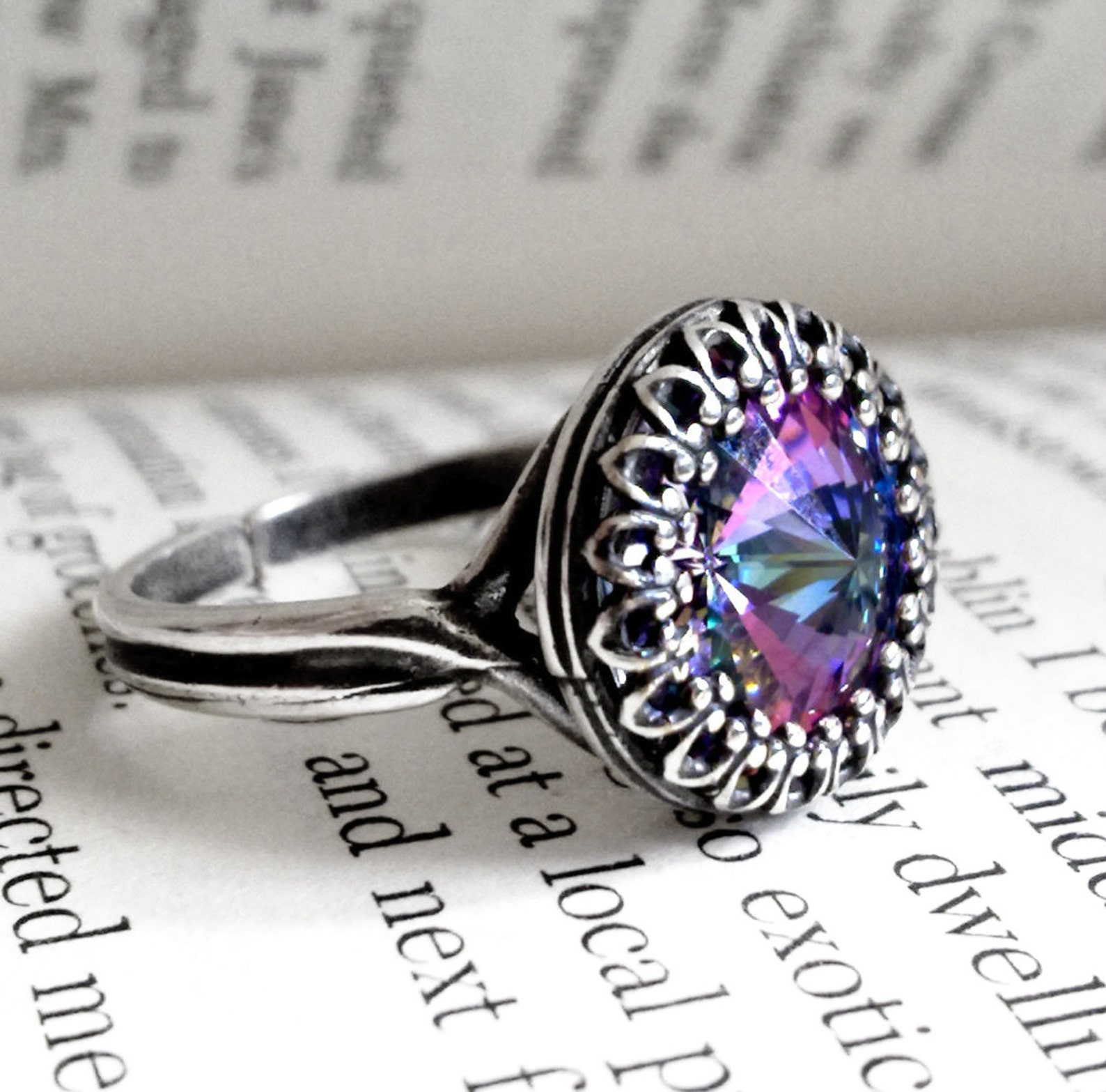 Victorian Gothic Ring Antique Silver Solitaire Ring | Etsy