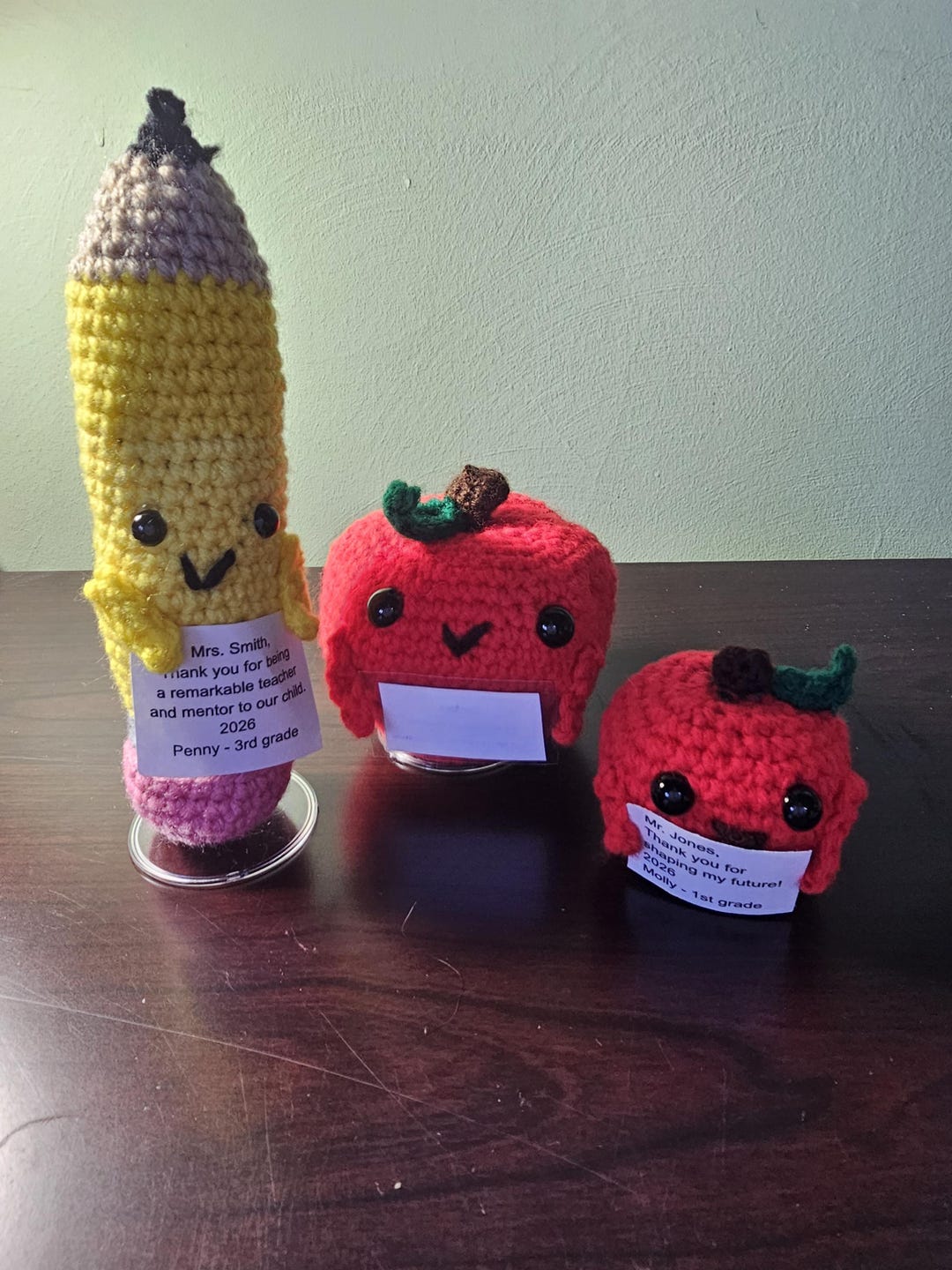 Crochet Apple or Pencil Desk Buddy, Teacher Appreciation Gift - Etsy