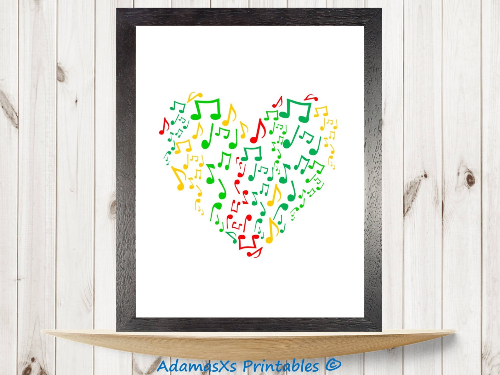 Music Print Art Music Notes Print Heart Poster Design Heart - Etsy