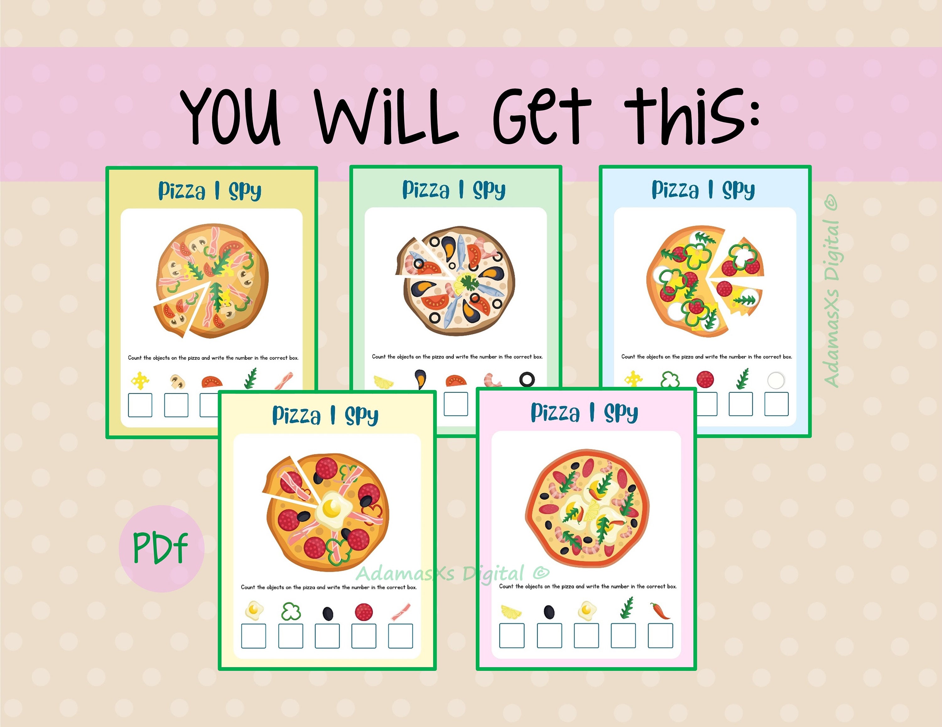 Pizza I Spy Game, Seek and Find, Look and Find, Party Game, Birthday ...
