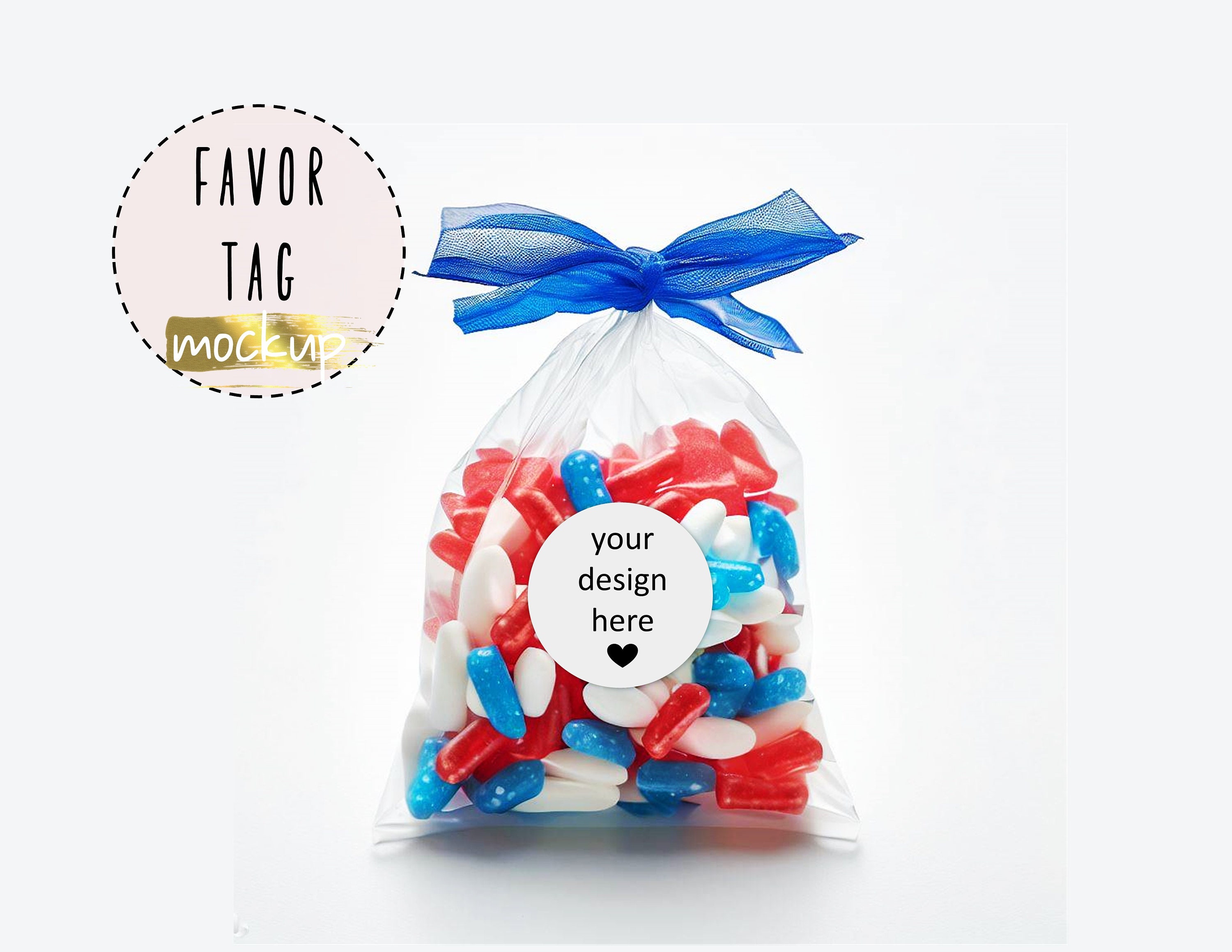 Treat Bag Mockup, 4th of July Mockup, Favor Mockup, Round Sticker ...
