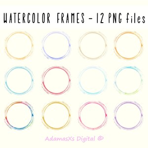 Frame Clipart, Watercolor Texture, Circle Clipart, Watercolor Circle ...