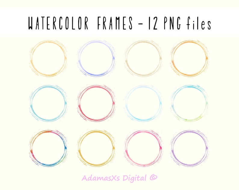 Frame Clipart, Watercolor Texture, Circle Clipart, Watercolor Circle ...