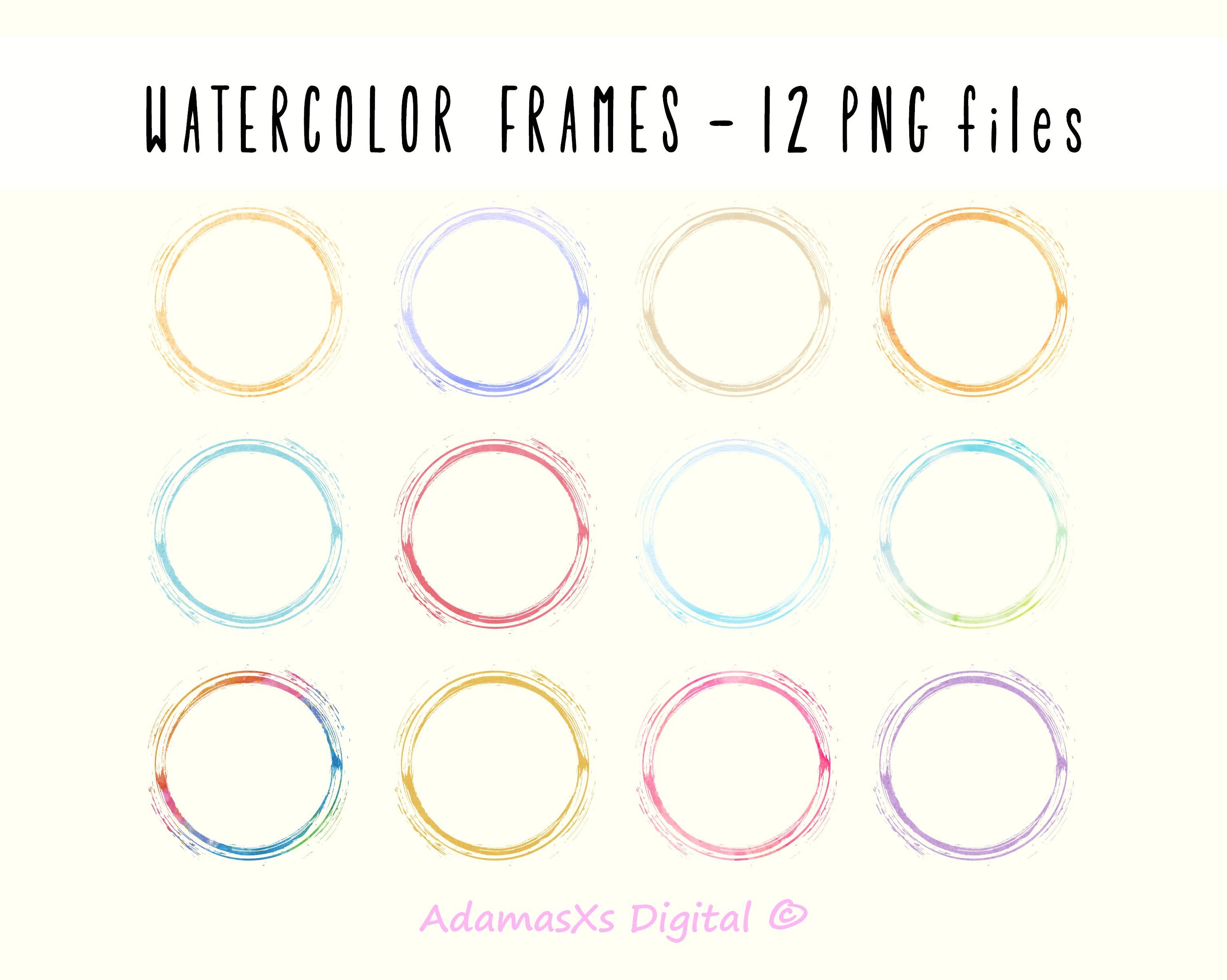 Frame Clipart, Watercolor Texture, Circle Clipart, Watercolor Circle ...