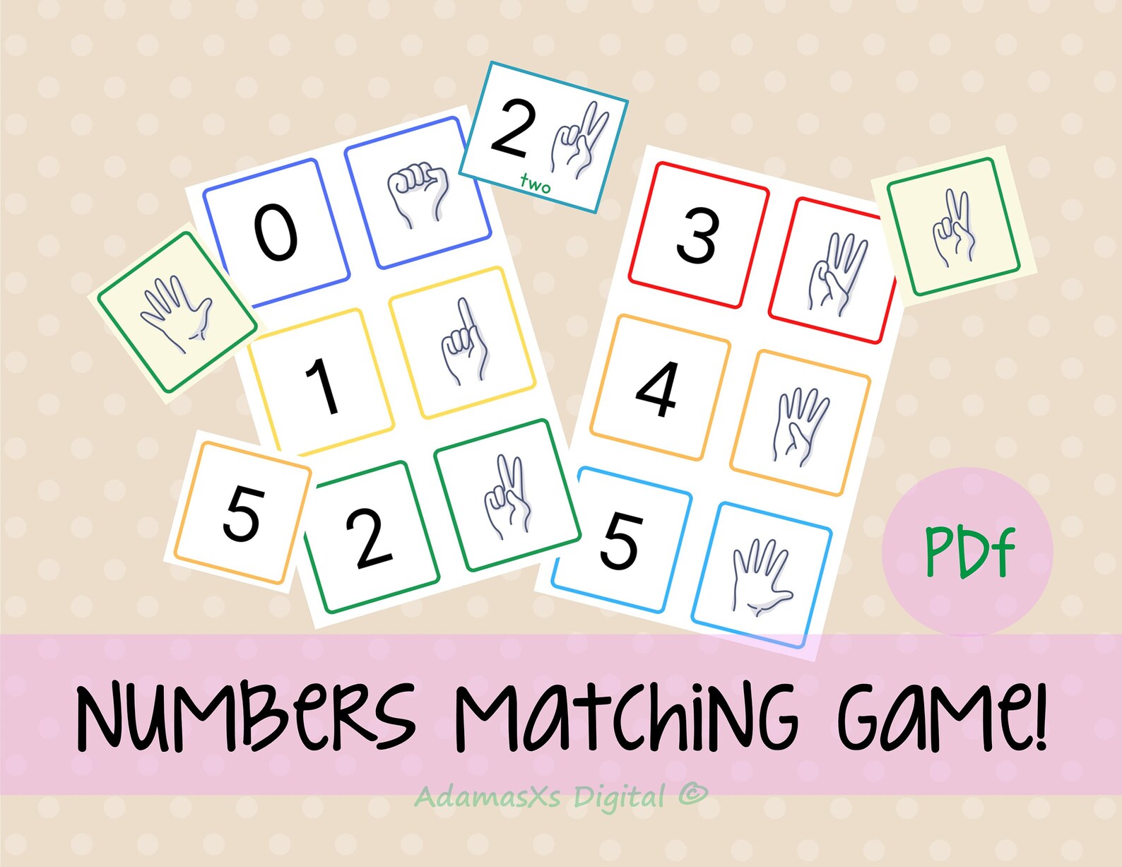 Numbers Matching Game, Preschool Matching Activity, Counting Activity ...