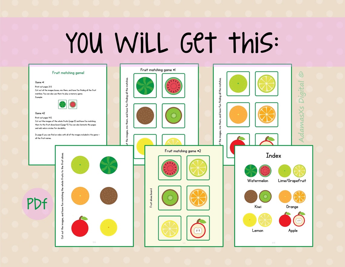 Fruit Matching Game, Fruit Slices Matching Activity, Part to Whole ...