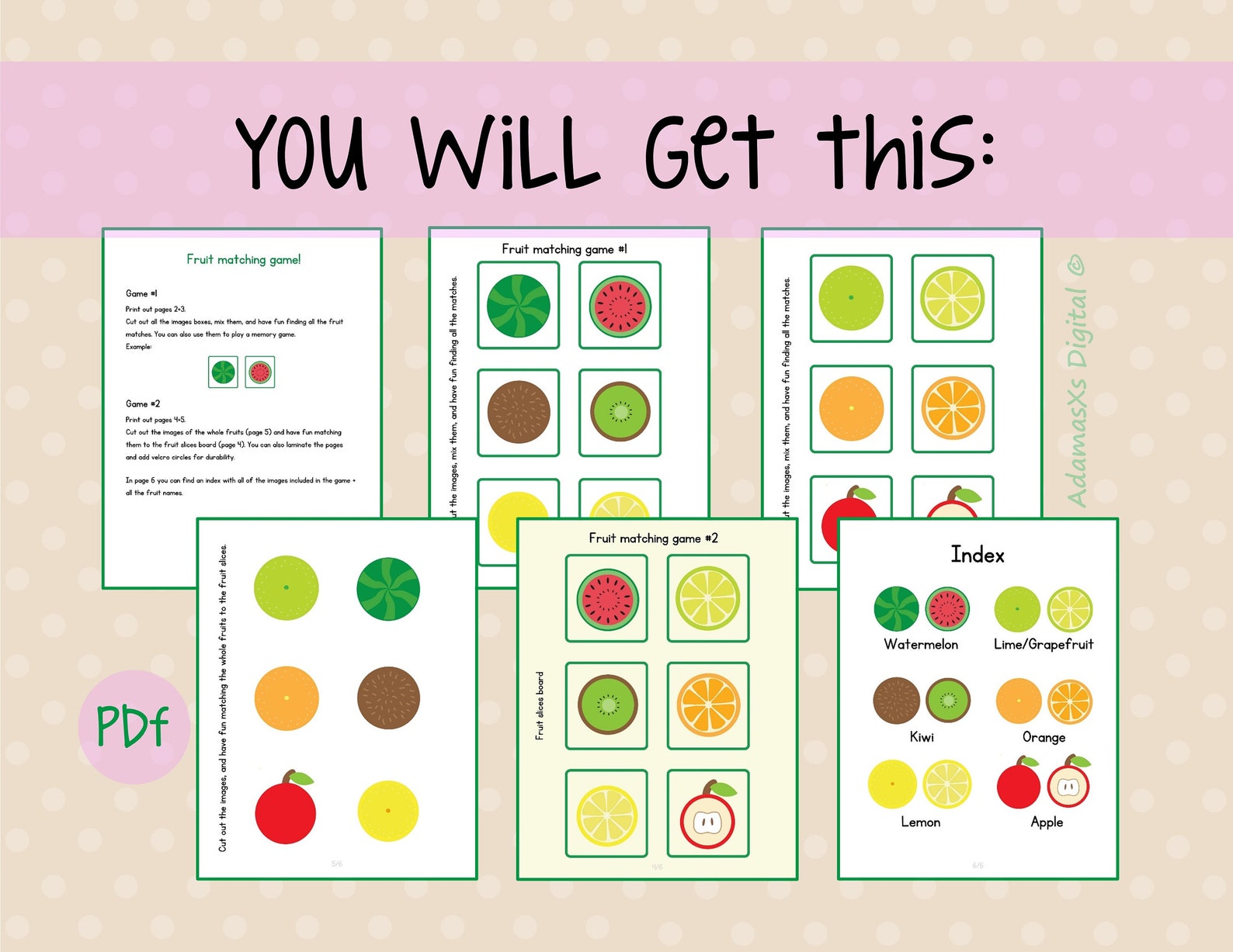 Fruit Matching Game, Fruit Slices Matching Activity, Part to Whole ...