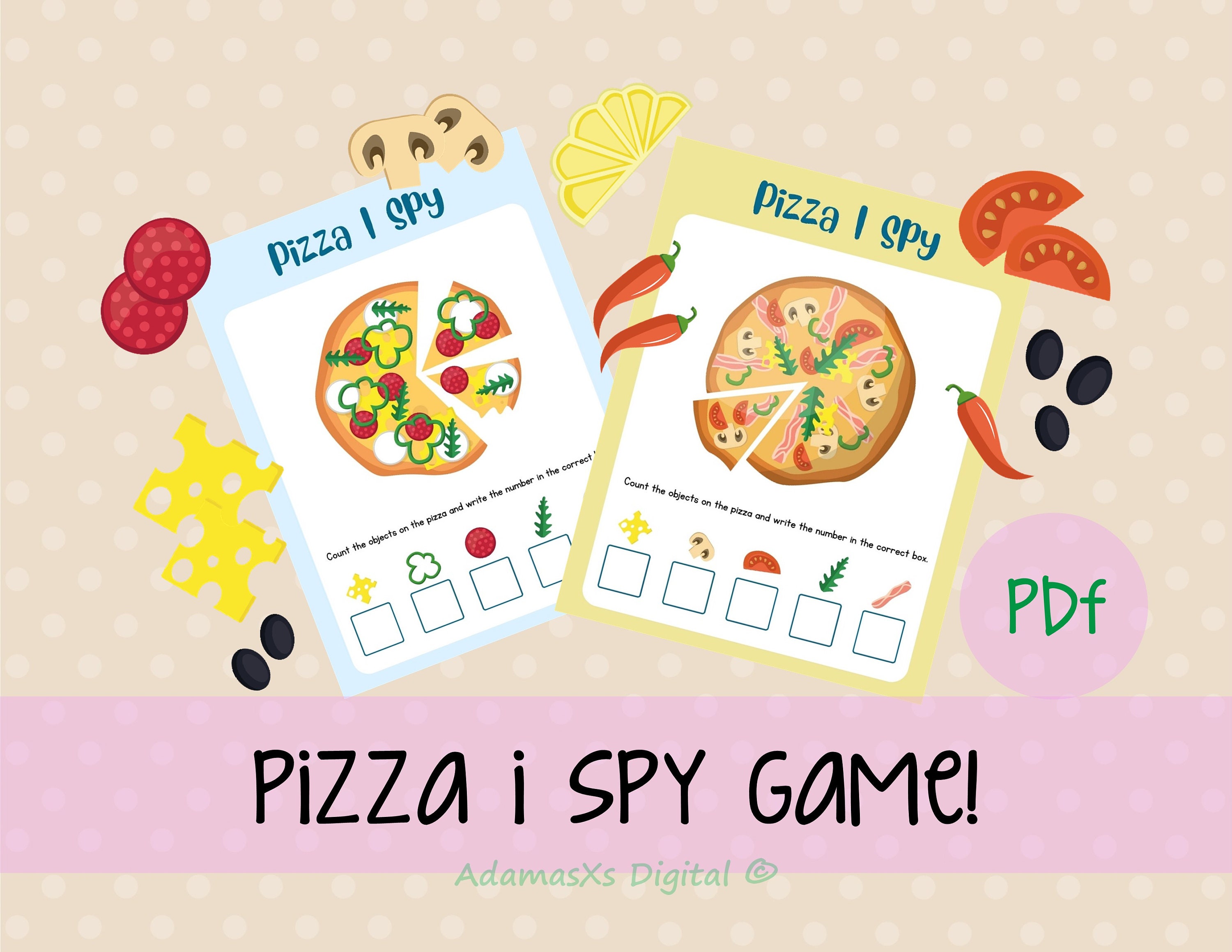 Pizza I Spy Game, Seek and Find, Look and Find, Party Game, Birthday ...