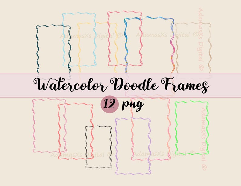 Doodle Frame Png, Frame Clipart Watercolor, Doodle Clipart, Rainbow ...