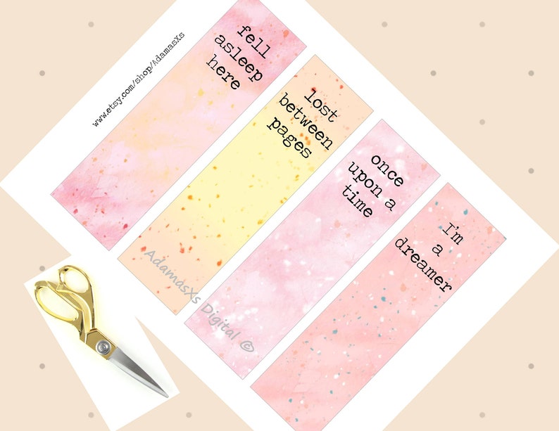 Watercolor Bookmark, Printable Bookmarks, Quote Bookmarks, Bookish ...