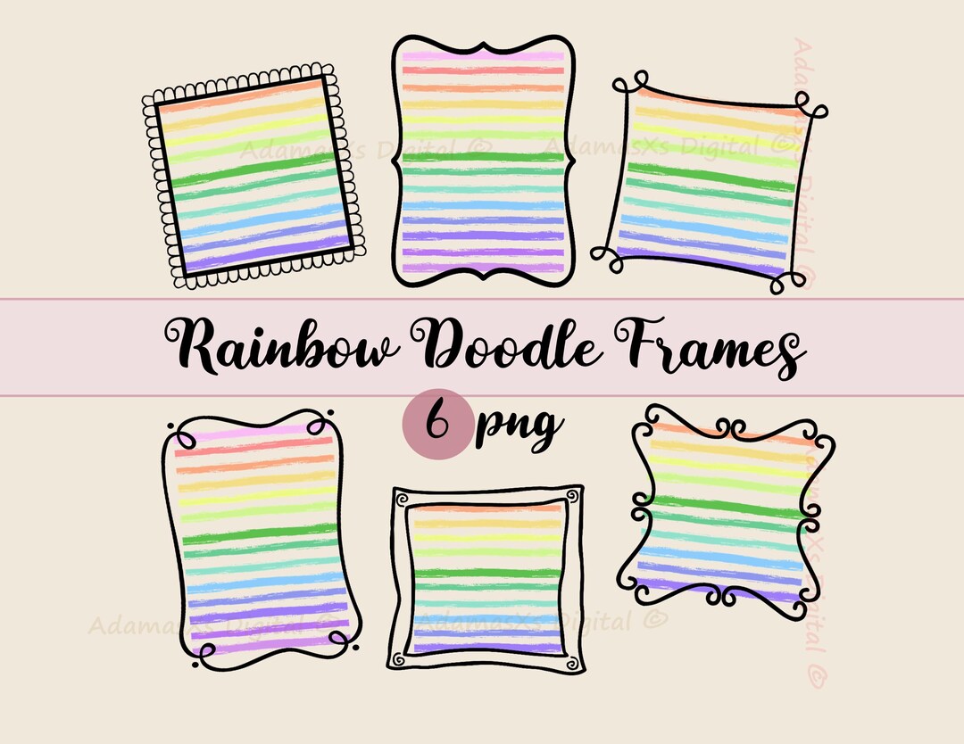 Doodle Frame Png, Rainbow Clipart, Frame Clipart Watercolor, Doodle ...