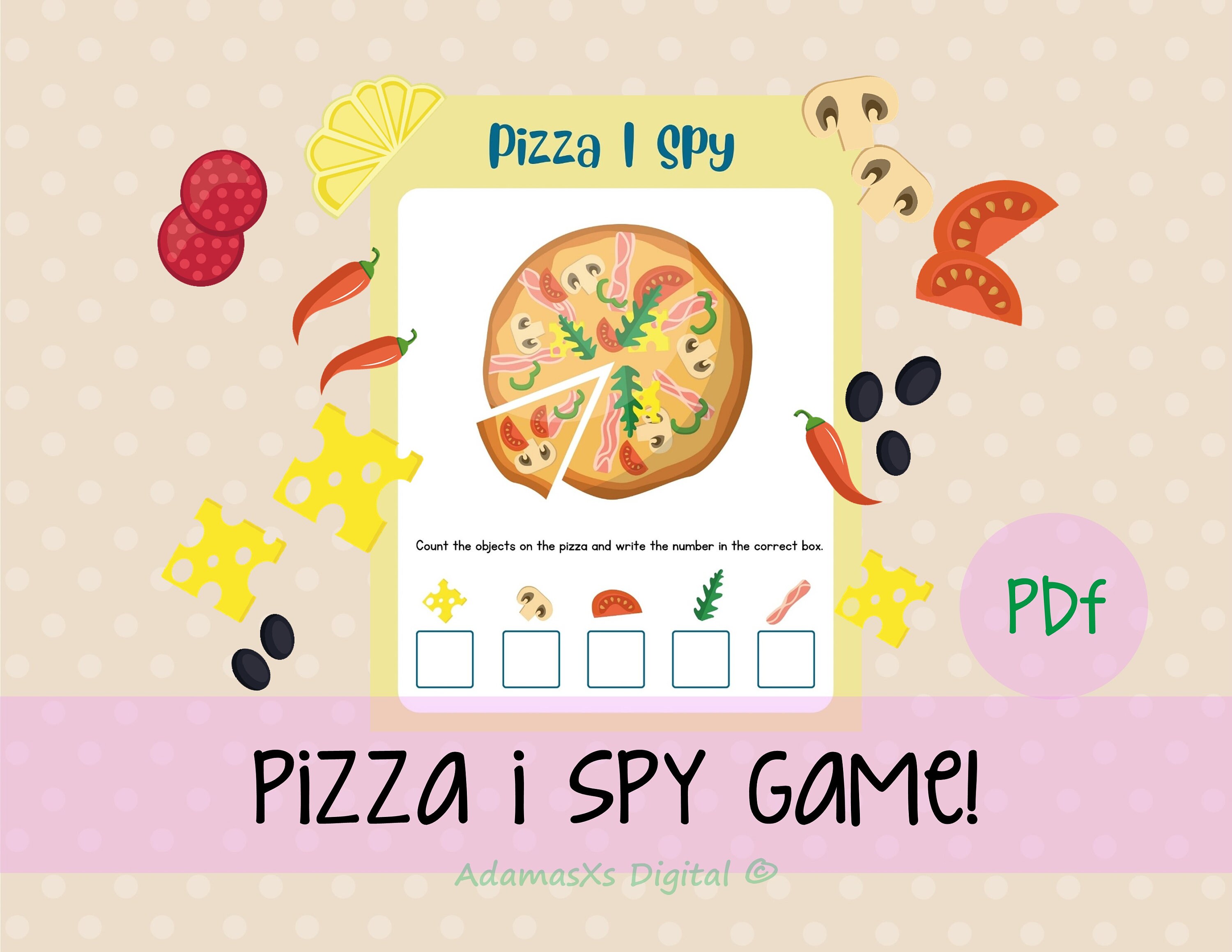 Pizza I Spy Game, Seek and Find, Look and Find, Party Game, Birthday ...