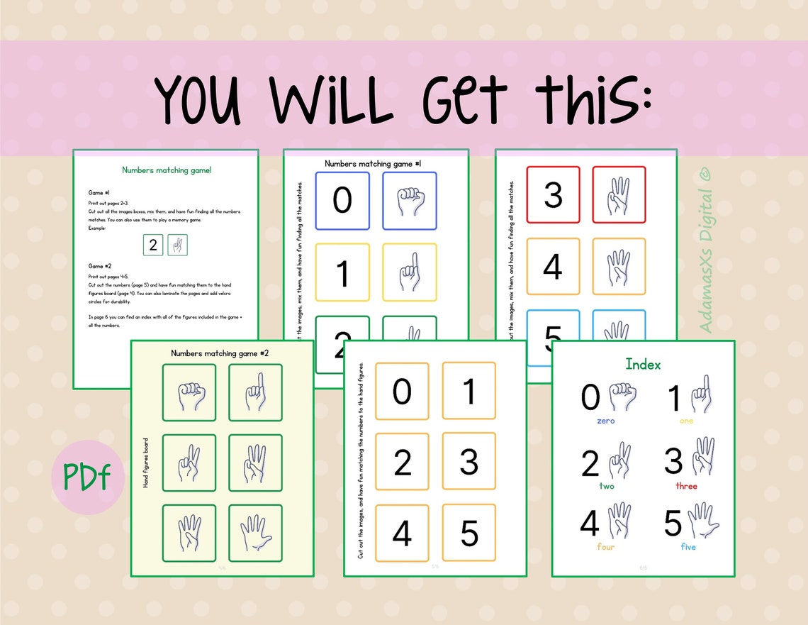 Numbers Matching Game, Preschool Matching Activity, Counting Activity ...