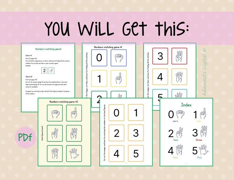 Numbers Matching Game, Preschool Matching Activity, Counting Activity ...