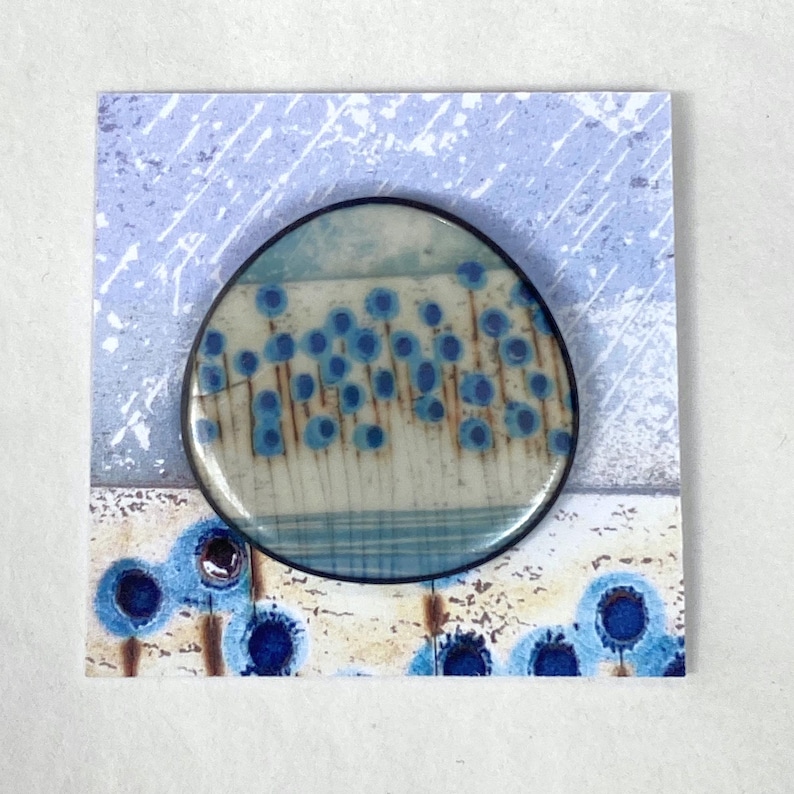 Handmade Eyecatching Contemporary Porcelain Brooch, Blue Stems, Nature ...