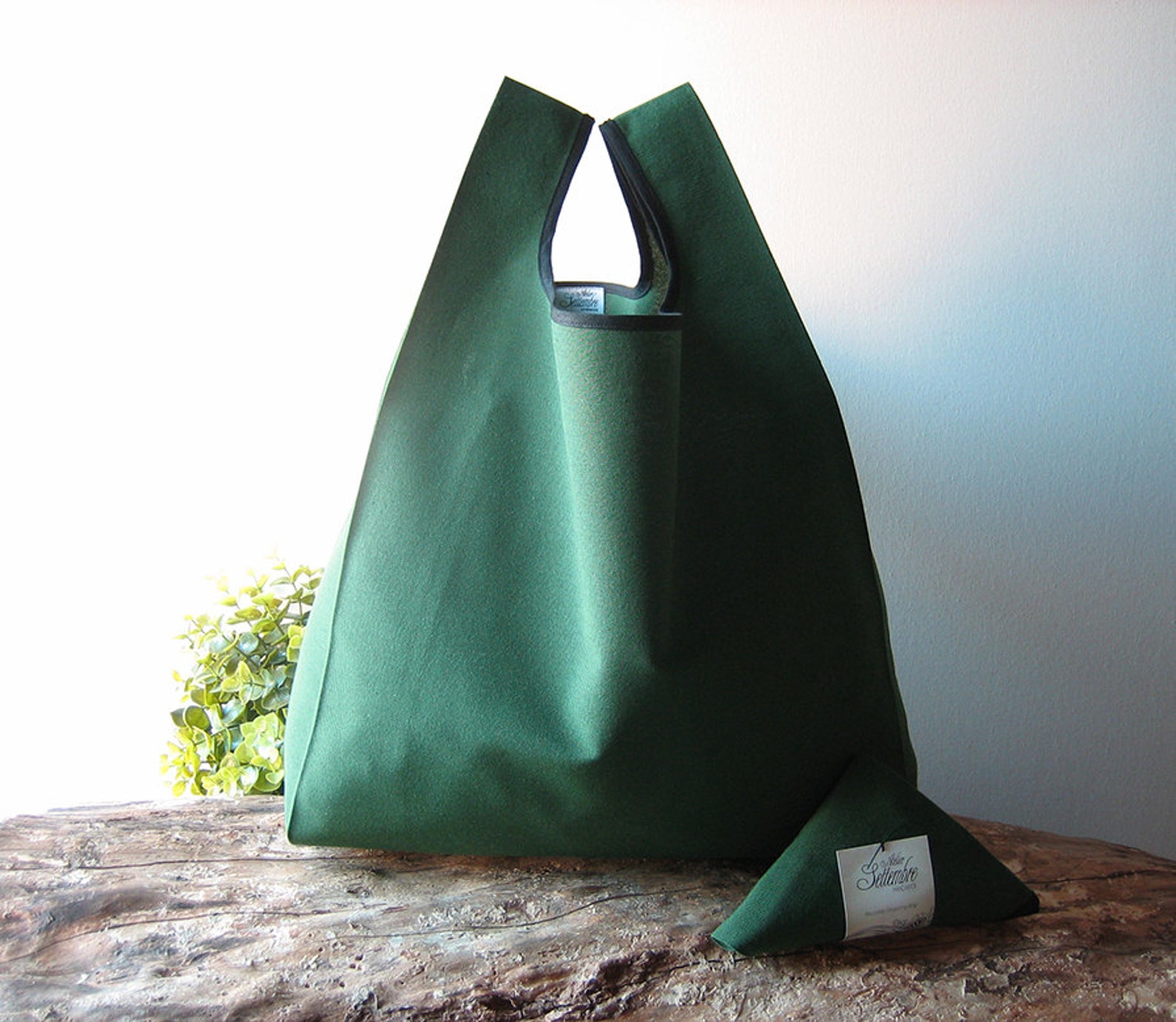 Dark Green Men Lunch Bag Made in Cotton / Green Tote Bag / Capacious ...