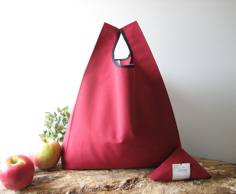 Market Bag Red Made in Strong Cotton / Reusable Shopping Bag / Tote Bag ...