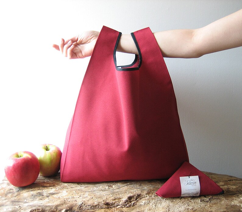 Market Bag Red Made in Strong Cotton / Reusable Shopping Bag / Tote Bag ...