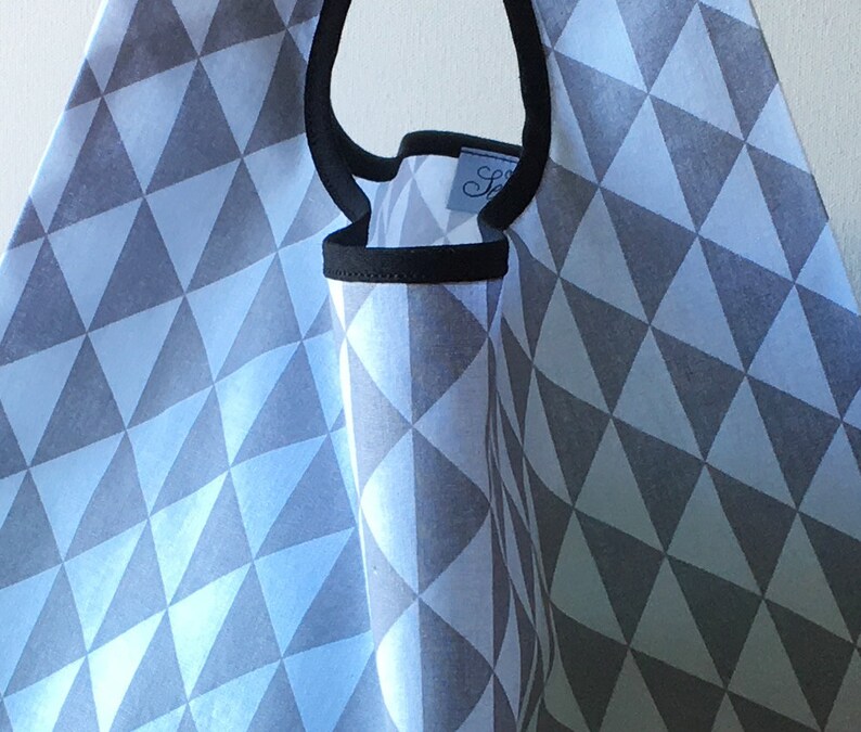 Geometric lunch bag handmade in cotton with triangle gray and | Etsy