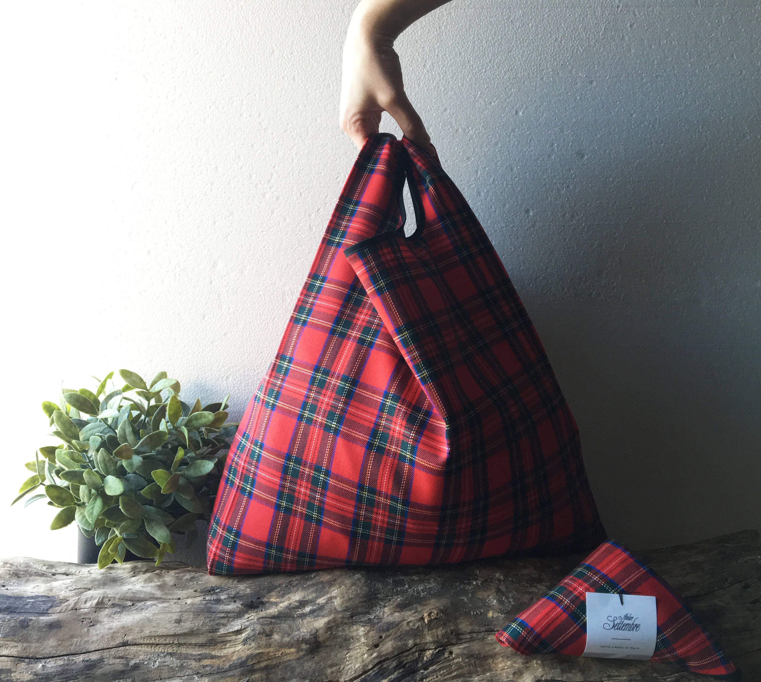 Red Tartan Scottish Lunch Bag Handmade With Polyviscose / Elegant Tote ...