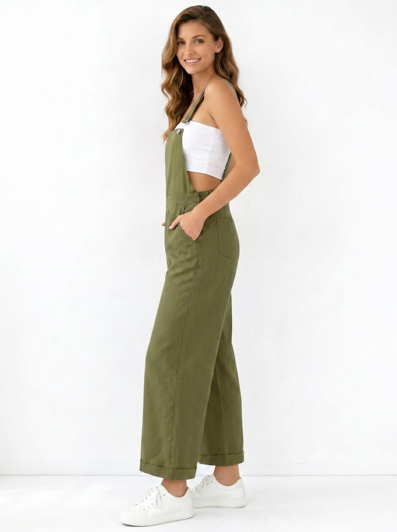 Linen Jumpsuit Sewing Pattern | Wide Leg Dungaree, Relaxed Fit (PDF ...
