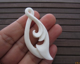 Excellent Hand carved fancy hook pendant Ox bone carving | Etsy