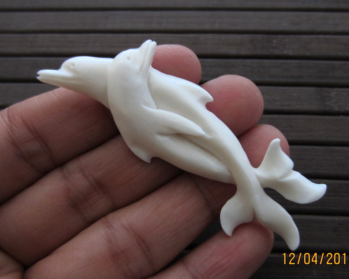 Excellent Detail Carved Playful Dolphin Carved Buffalo Bone - Etsy