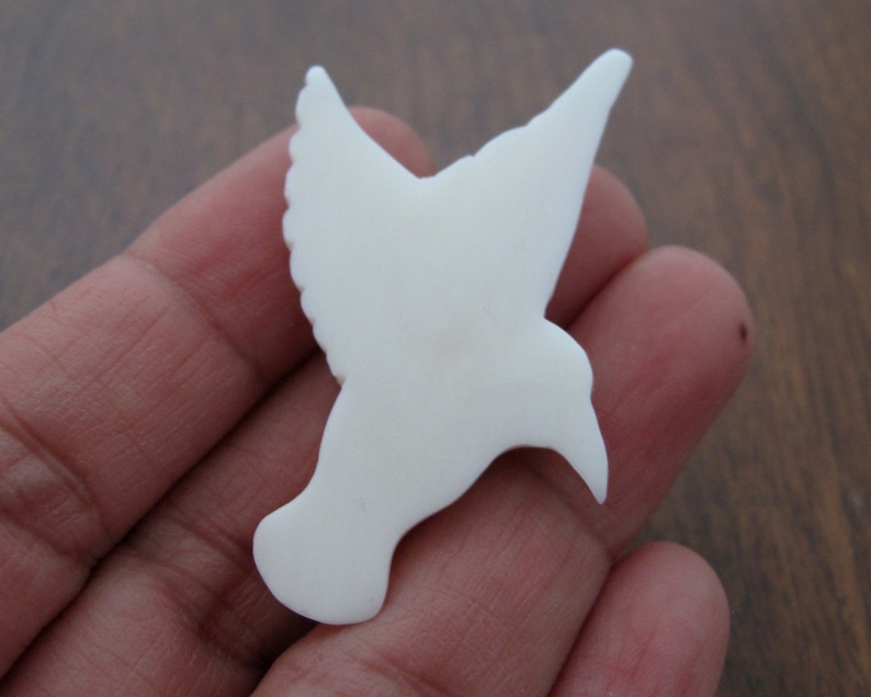 SALE Gorgeous Hand Carved Flying Dove, Flat Backed Buffalo Bone Carving ...