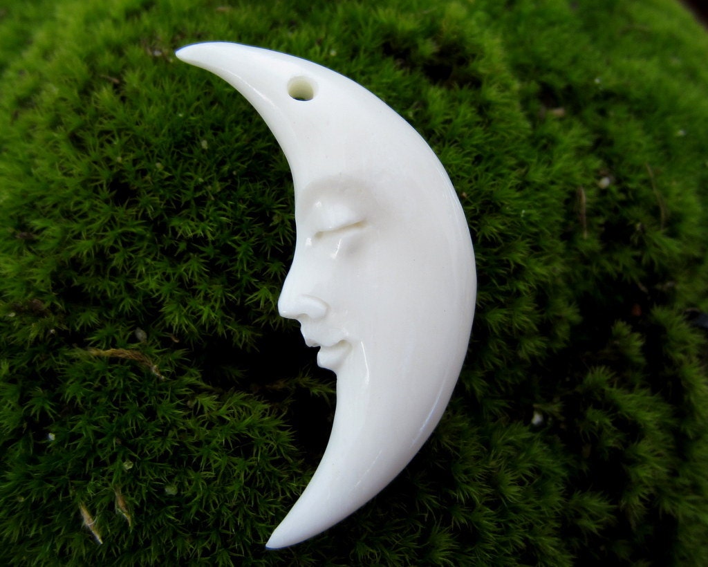 Crescent Moon Face With CLOSED Eyes Buffalo Bone Carving - Etsy
