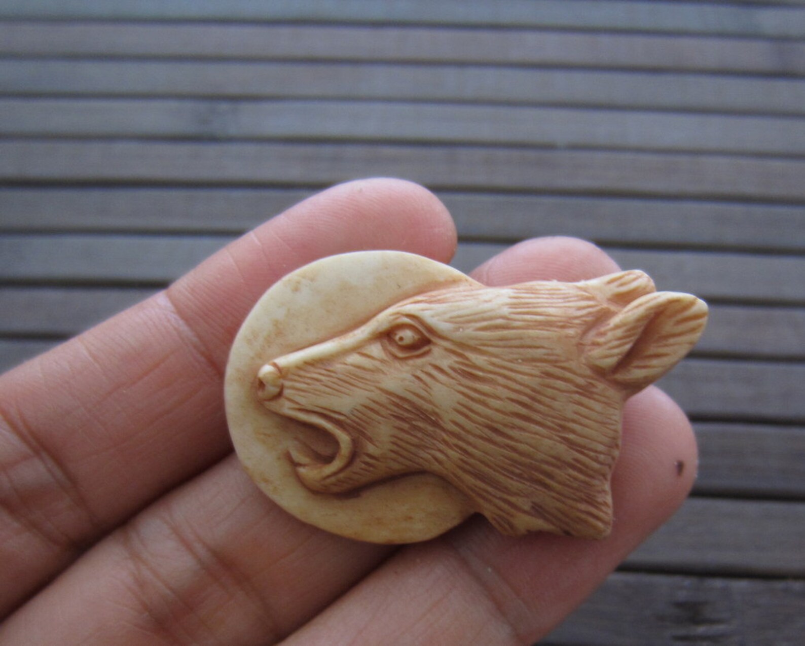 Intricate Carved Wolf Buffalo Bone Carving Bovine Jewelry - Etsy