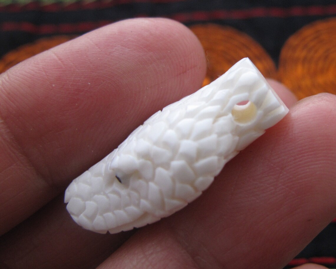 Amazing Detail Carved Snake Head Pendant Serpent Side - Etsy