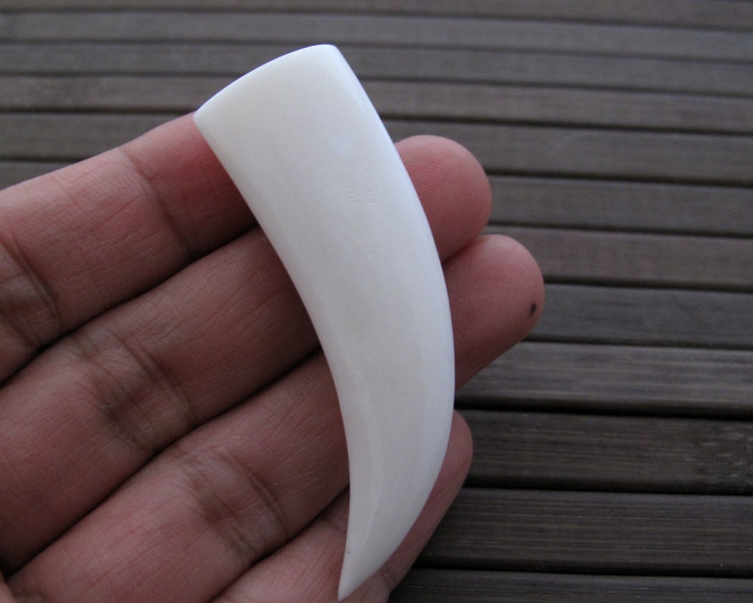 Large Hand Carved 60mm Tusk, Buffalo Bone Carving, Reversible, Jewelry ...
