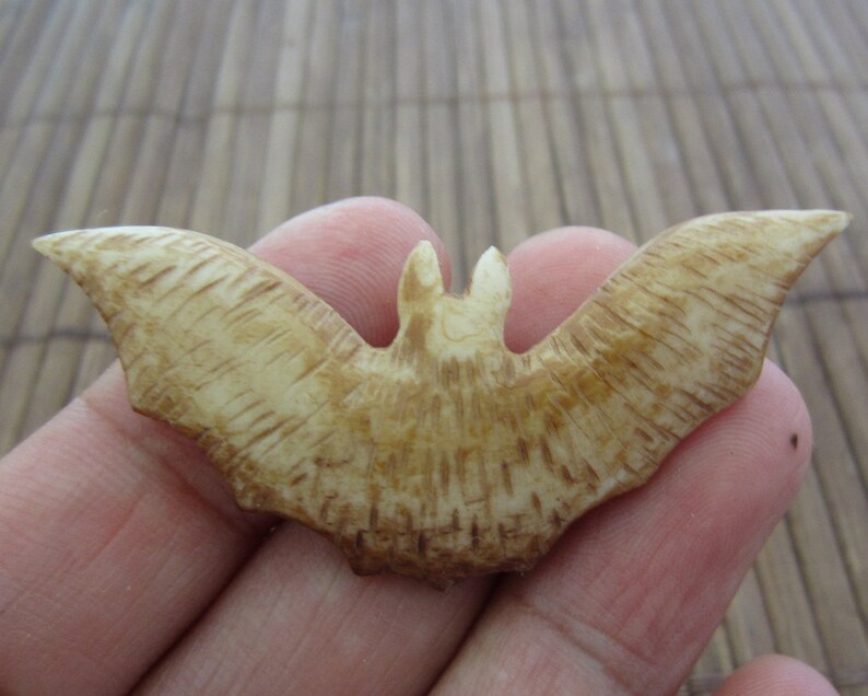 Antique Look Carved Bat Buffalo Bone Carving Jewelry | Etsy