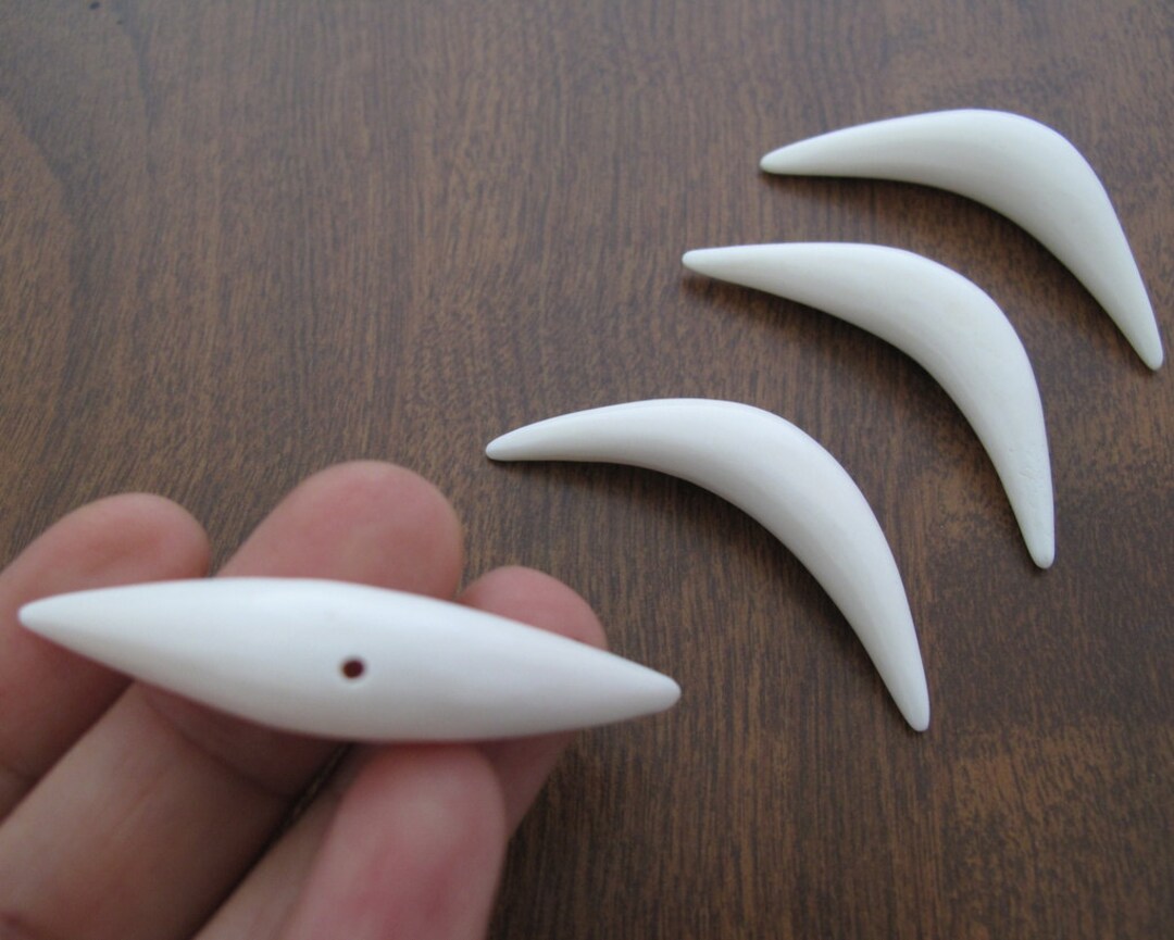 Longhorn ,boomerang, Buffalo Bone Carving, Drilled , Jewelry Making ...