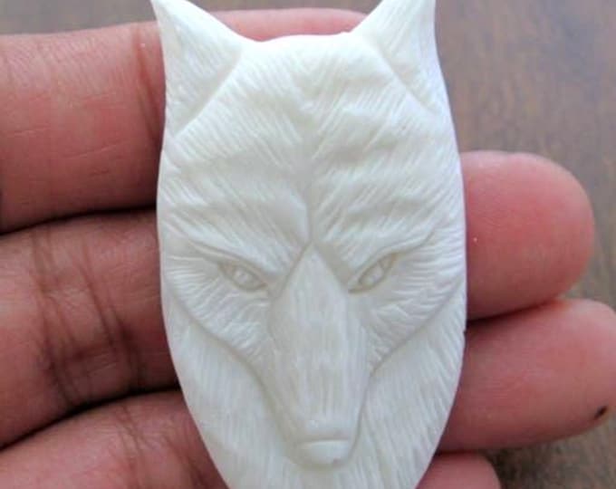 Double-sided Wolf, Small Wolf, Buffalo Bone Carving , Jewelry Making ...