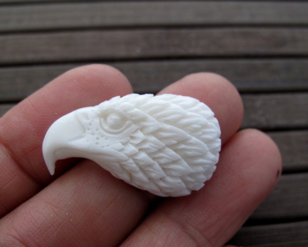 Hand Carved Eagle Head, Flat Backed, Supplies for Jewelry S7155 - Etsy