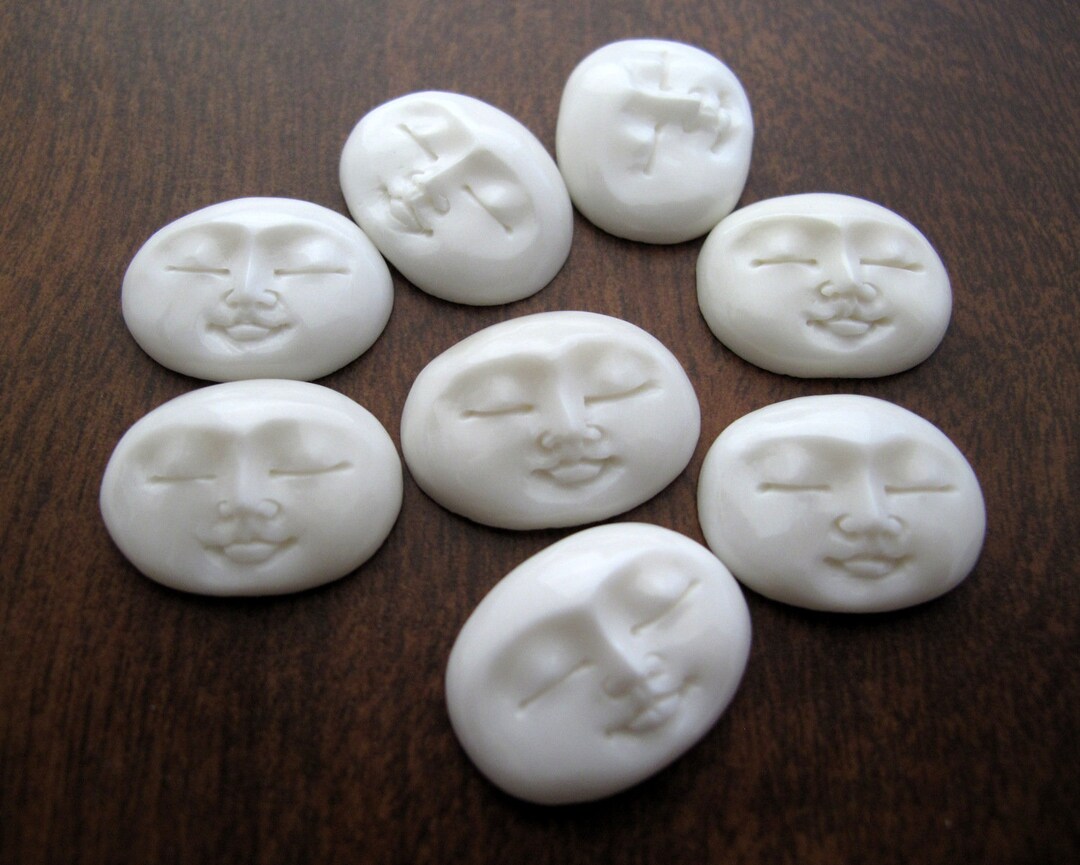 Beautiful Oval Face Cabochon With Closed Eyes, 20mm X 15mm, Hand Carved ...