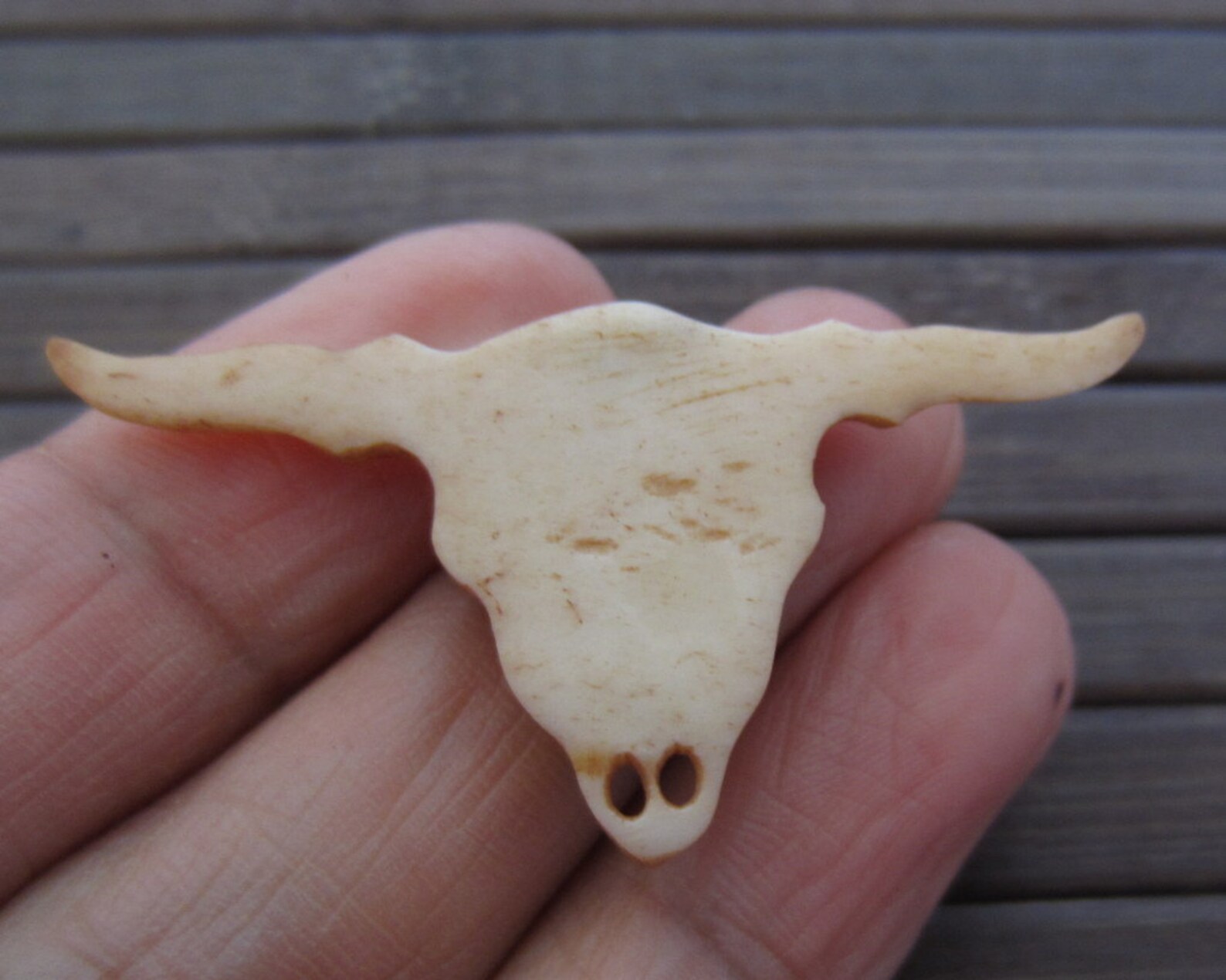 Antiqued, 50mm X 25mm, Hand Carved Long Horn From Ox-bone, DRILLED ...