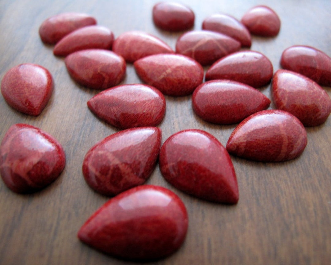 NEW Gorgeous Small Tear Drop Red Coral , Flat-backed, Suitable for ...