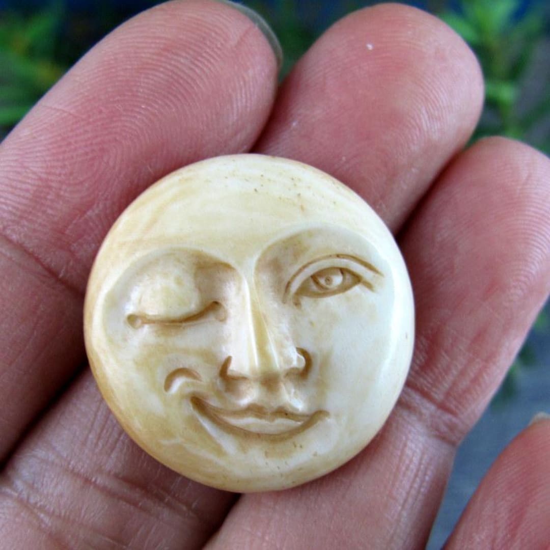Antique Stained Winking Moon (right Eye), 25mm Moon Face Cabochon ...