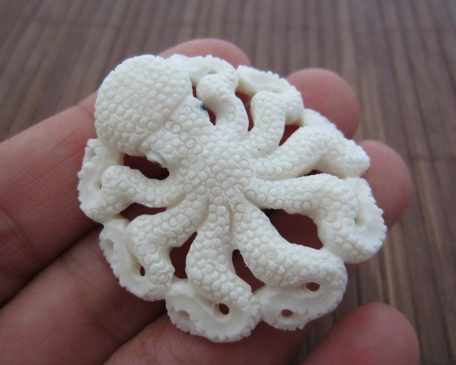 Amazing Detail Hand Carved Octopus Bovine Bone Carving - Etsy