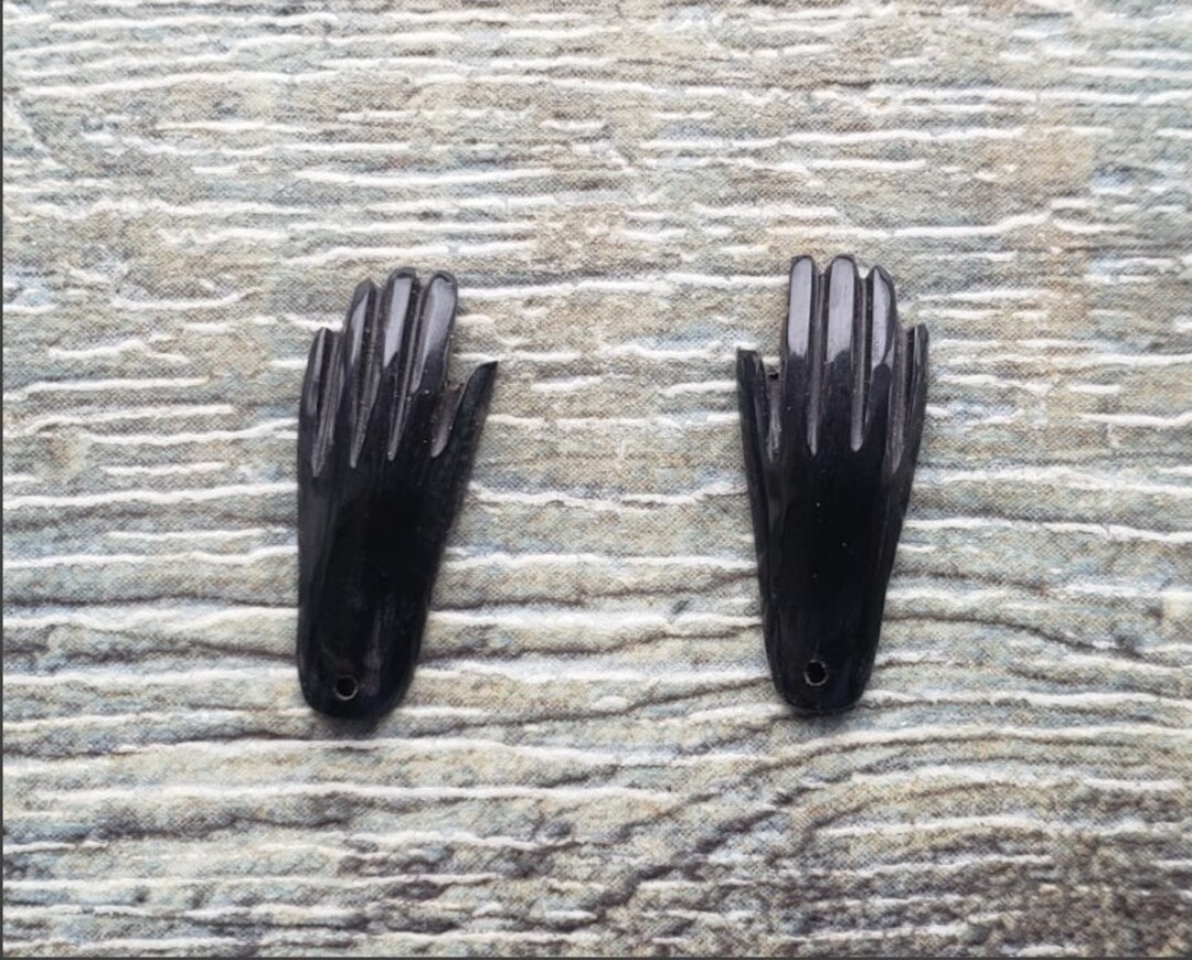 Hand Carved Pair of Tiny Hands From Buffalo Horn, DRILLED for Earrings ...