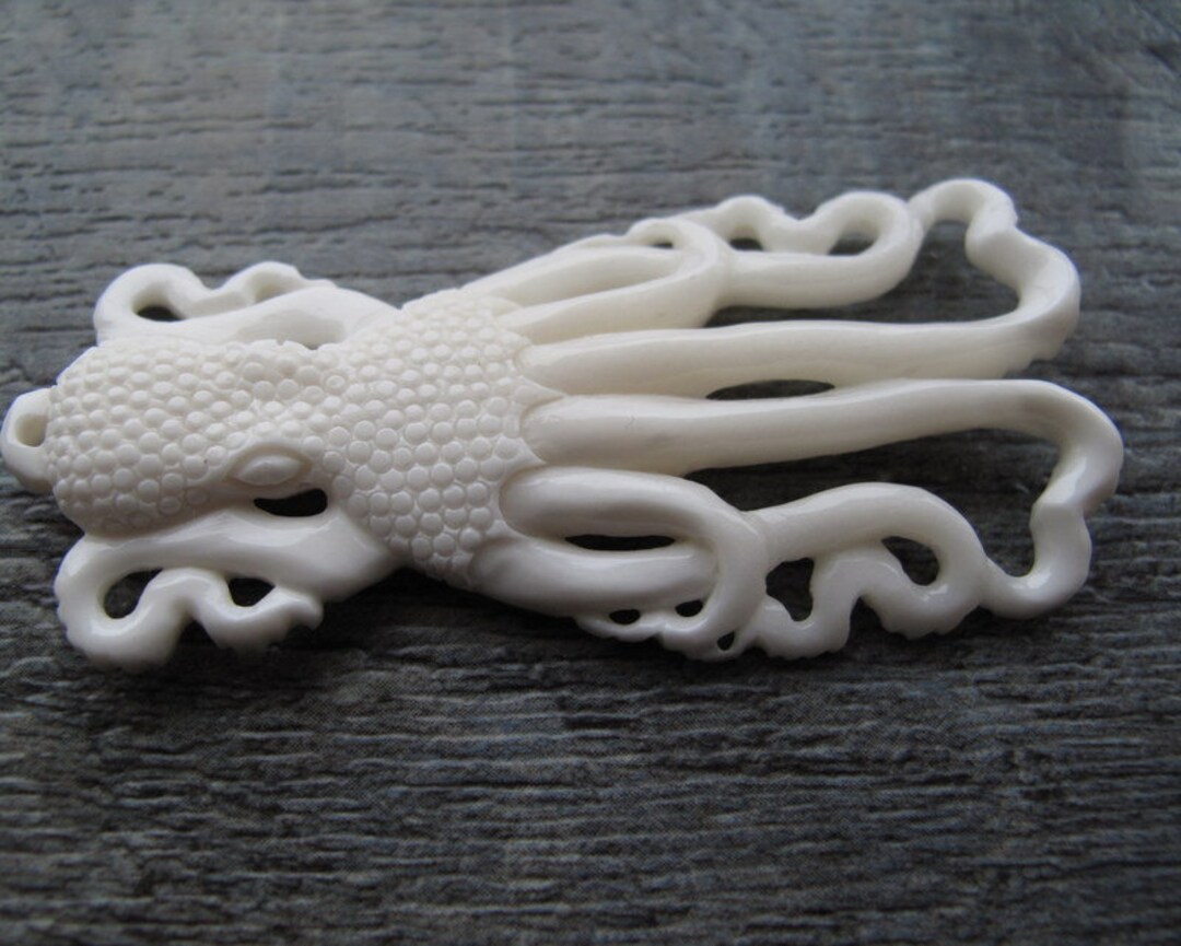 Excellent Detail Hand Carved Octopus With Stringing Loop, Bone Carving ...