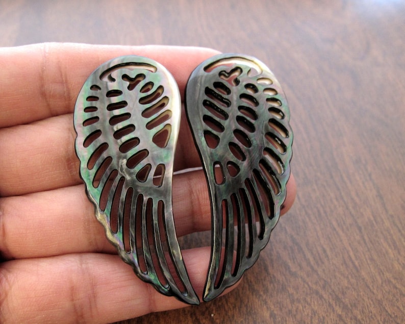SALE Amazing Pair of Carved Angel Wing Mother of Pearl - Etsy