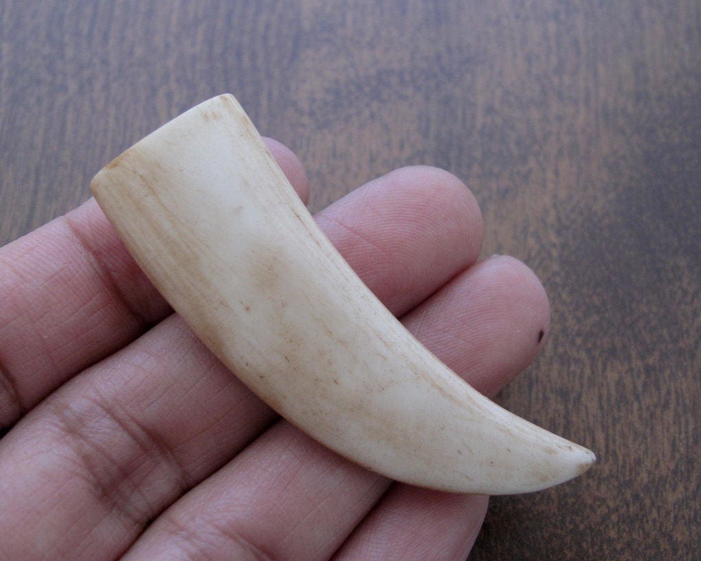 Large Antique Looking Hand Carved Tusk , Double-sided, Not-drilled ...