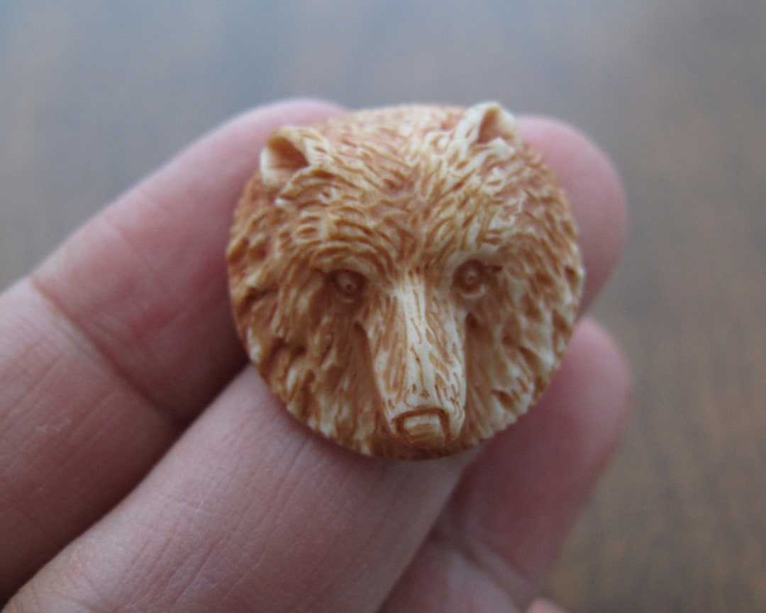 Intricate Carved Antique Look Wolf, Buffalo Bone Carving, Bovine ...