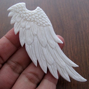 Angel Wing Hand Carved From Buffalo Bone, Double Sided, Jewelry Making ...