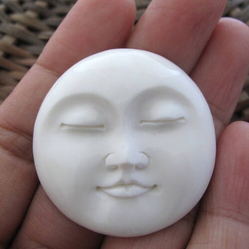 Hand Carved Face Moon 30mm Buffalo Bone Carving G034 - Etsy