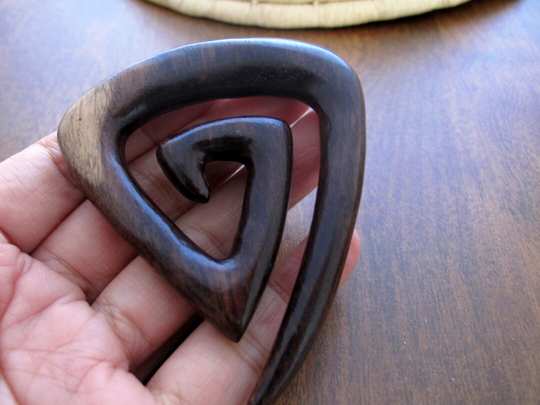Unique Extra Large Triangle Spiral , Wood Carving , Wood Pendant ...