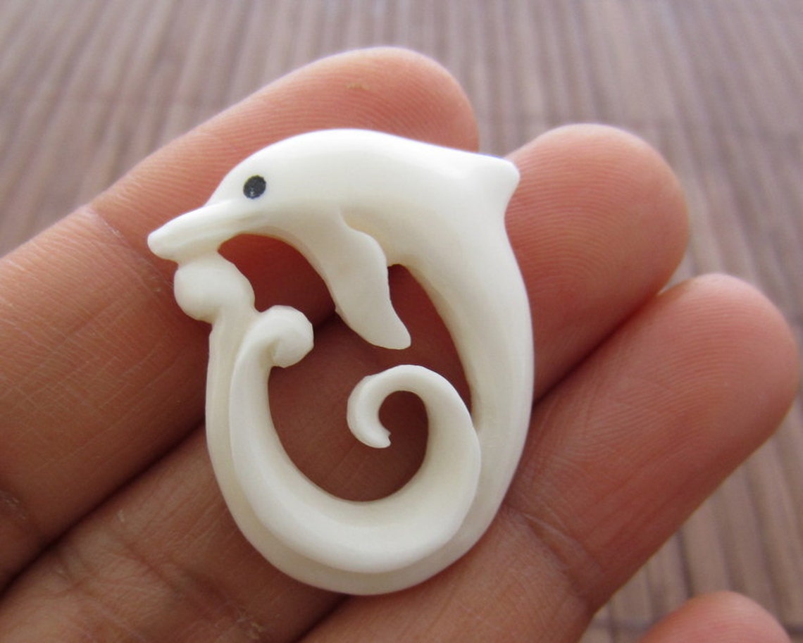 Amazing Detail Carved Dolphin Carved Bone Pendant Jewelry - Etsy